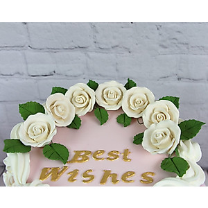 Global Sugar Art Premium Rose Edible Sugar Cake Flowers, White Medium Unwired, 25 Count by Chef Alan Tetreault