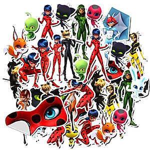 20 Pcs Miraculous Ladybug Stickers, Cartoon Vinyl Decals for Case, Phone, Laptop, Computer, Water Bottles, Luggage, Gift Bag, Party Favors