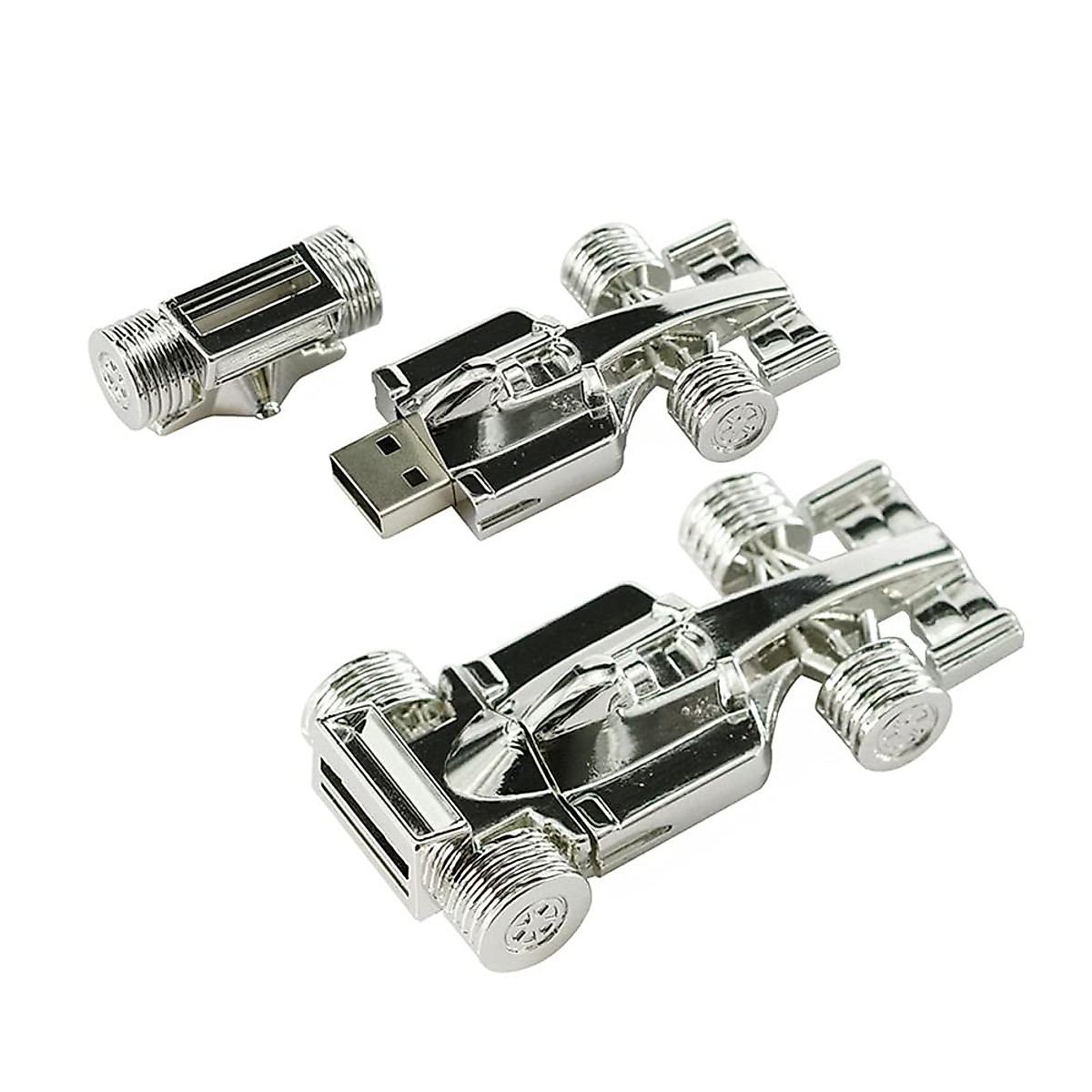 16GB Racing Car Shape USB 2.0 Flash Drive Thumb Drive Memory Stick Pen Drive U Disk Data Storage Jump Drive USB Drive Flash Disk USB Stick USB Disk (Silver)