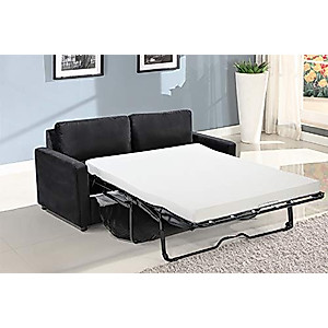 Container Furniture Direct Rosina Convertible Sleeper Sofa with Innerspring Mattress and Durable Metal Frame, 500 lb Capacity, Mid-Century Velvet Pull Out Couch Bed, 70" Wide, Full Size, Midnight
