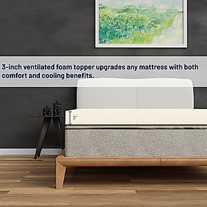 Nutan 3-Inch High Density Foam Topper,Adds Comfort to Mattress, Queen, Beige