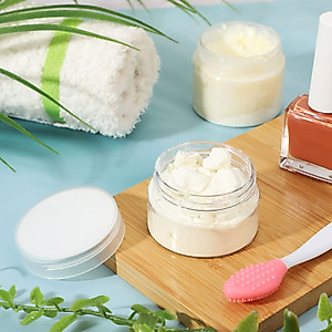 Patelai 4 Pieces Round Clear Wide-mouth Leak Proof Plastic Container Jars with Lids for Travel Storage Makeup Beauty Products Face Creams Oils Salves Ointments DIY Making or Others (Clear,2 Ounce)