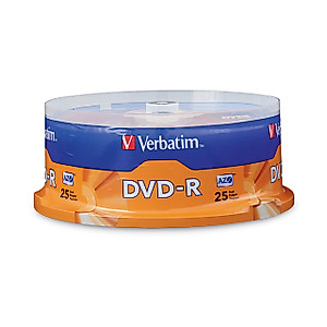Verbatim DVD-R Blank Discs AZO Dye 4.7GB 16X Recordable Disc - 25 Pack Spindle