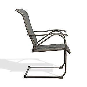 Patio Tree Outdoor Spring Motion Dining Chairs, Patio Bistro Chairs with Textilene Steel Frame, Set of 2