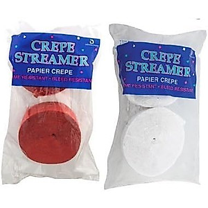 Red and White Crepe Paper Streamers (2 Rolls Each Color) MADE IN USA!
