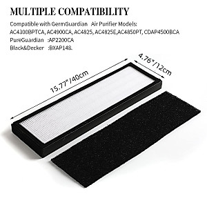 Gazeer FLT4825 HEPA Filter B Replacement Compatible with G-Guardian AC4825 AC4300 AC4800 AC4900 AC4850,4 H13 True HEPA Filters+4 Carbon Pre-Filters