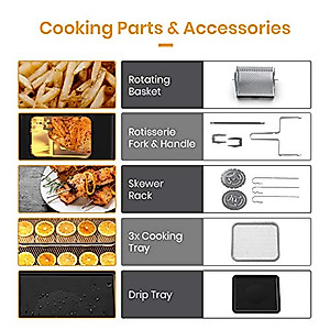 Pro Breeze 12.7 Quart Air Fryer Oven - Large Air Fryer Toaster Oven, 12 Cooking Modes including Rotisserie & Food Dehydrator, 19 Accessories