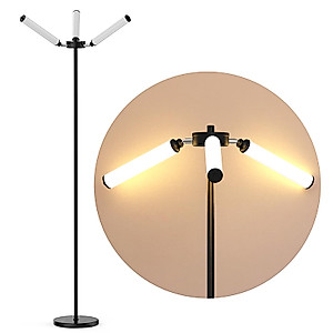 Alldio Torchiere Floor Lamps, Modern Bright Floor Lamp for Living Room, Multi-Head Standing Light with Foot Switch, LED Tall Lamp for Bedroom, Office (Black)