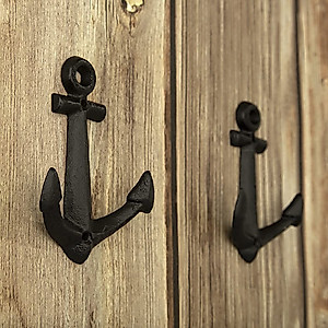 5 Packs Anchor Shape Hooks Vintage Hook Cast Iron Wall Wood Mounted Coat Hat Hooks Antique Black