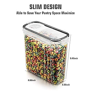 Wildone Cereal Storage Containers Set, Large BPA Free Plastic Airtight Food Storage Containers 4L /135.3oz for Cereal, Flour, Sugar, 6 Piece Set Cereal Dispensers with 20 Labels & Marker, Black