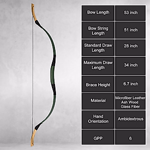 AF Archery Turkish Recurve Bow, 53" Traditional Horse Bow, Mounted Archery and Precision Shooting,Suitable for Entry Into Adults Youth Beginners Enthusiasts and Hunting, 35lbs
