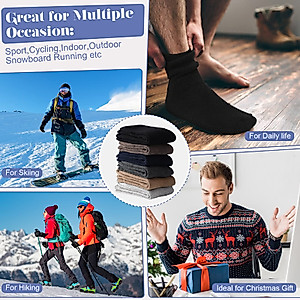 Janmercy 12 Pairs Thermal Socks for Men Wool Blended Thick Socks Winter Hiking Warm Boot Crew Socks for Cold Weather Mens Cozy Gift