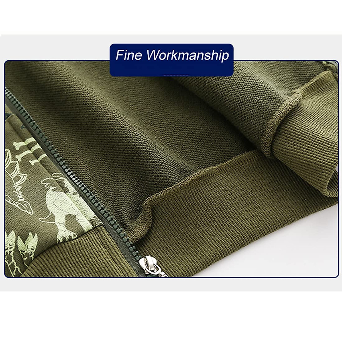 NautySaurs Boys Zip-up Dinosaur Hoodies Toddler Light Jackets Zipper Sweatshirt (C-Green, 5T)