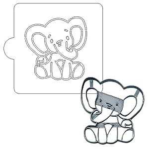 Baby Elephant Shower Gender Reveal Stencil and Cookie Cutter Decorating Set Made in USA LSC2558