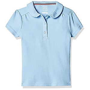 French Toast girls Short Sleeve Peter Pan Collar School Uniform Polo Shirt, Light Blue, 6 Years US