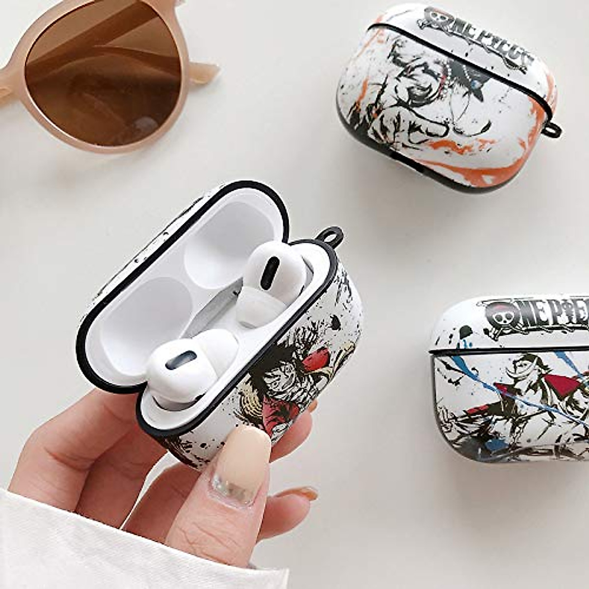 BONICI Protective Case for AirPods Pro 2 (2022), Creative Cool Anime Hero Theme Chinese Landscape Painting Style White Black Soft Silicone TPU Rubber Cover Earbud Earphone Wireless Charging Case -3