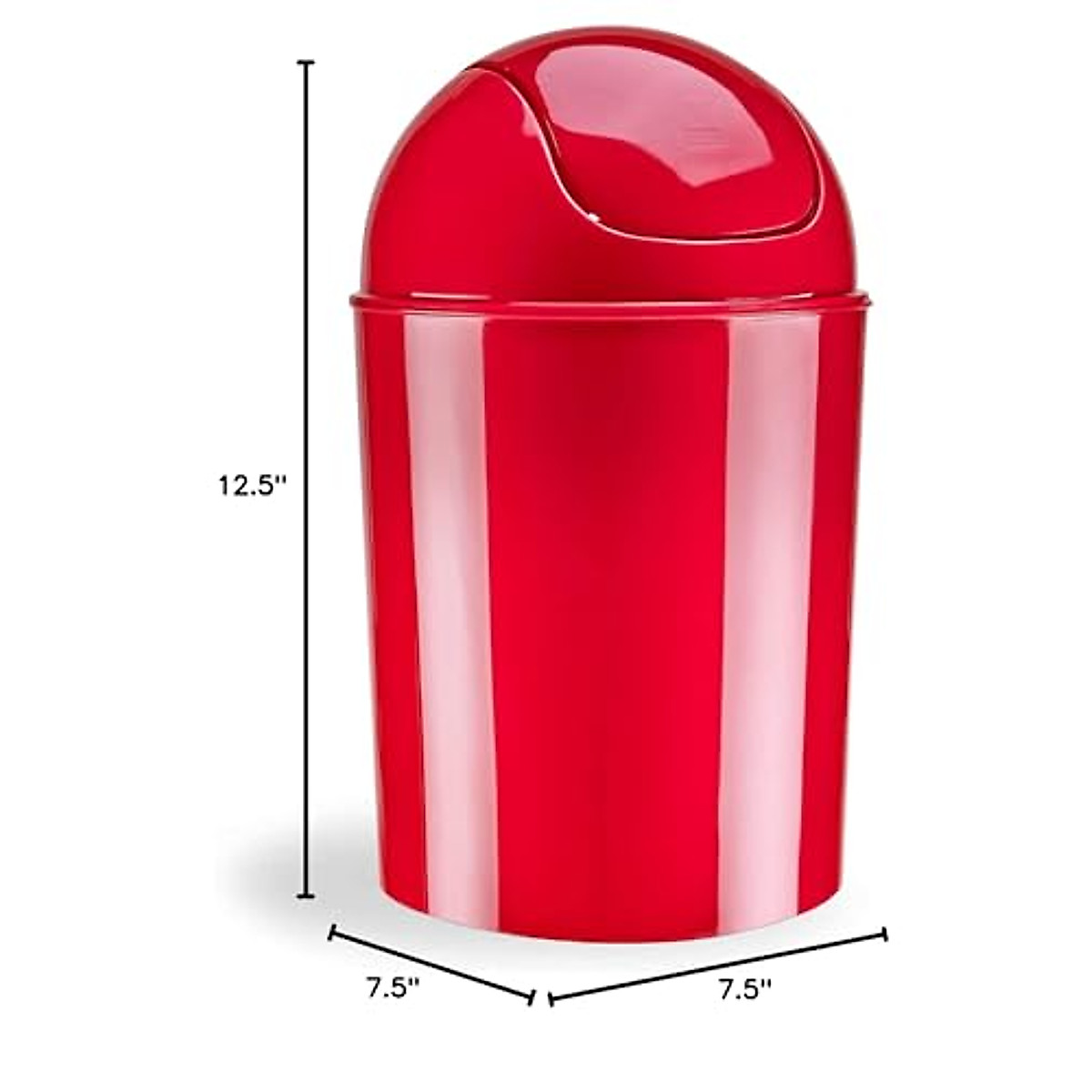 Umbra Mini Waste Can, 1-1/4 Gallon with Swing Lid (Red)