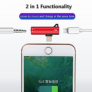Sanpyl 2Pcs USB C to 3.5mm Audio Adapter, 2 in 1 Type C to 3.5mm Headphone and Charger Adapter ABS Audio Jack Charging Cord for Tablet PC Phones Red