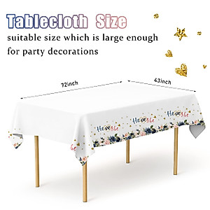 ssailue decor 3Pack Gender Reveal Plastic He or She Tablecloths,Navy and Blush Table Cover 70’’×40’’ for Boy or Girl Baby Shower Gender Reveal Party Decorations