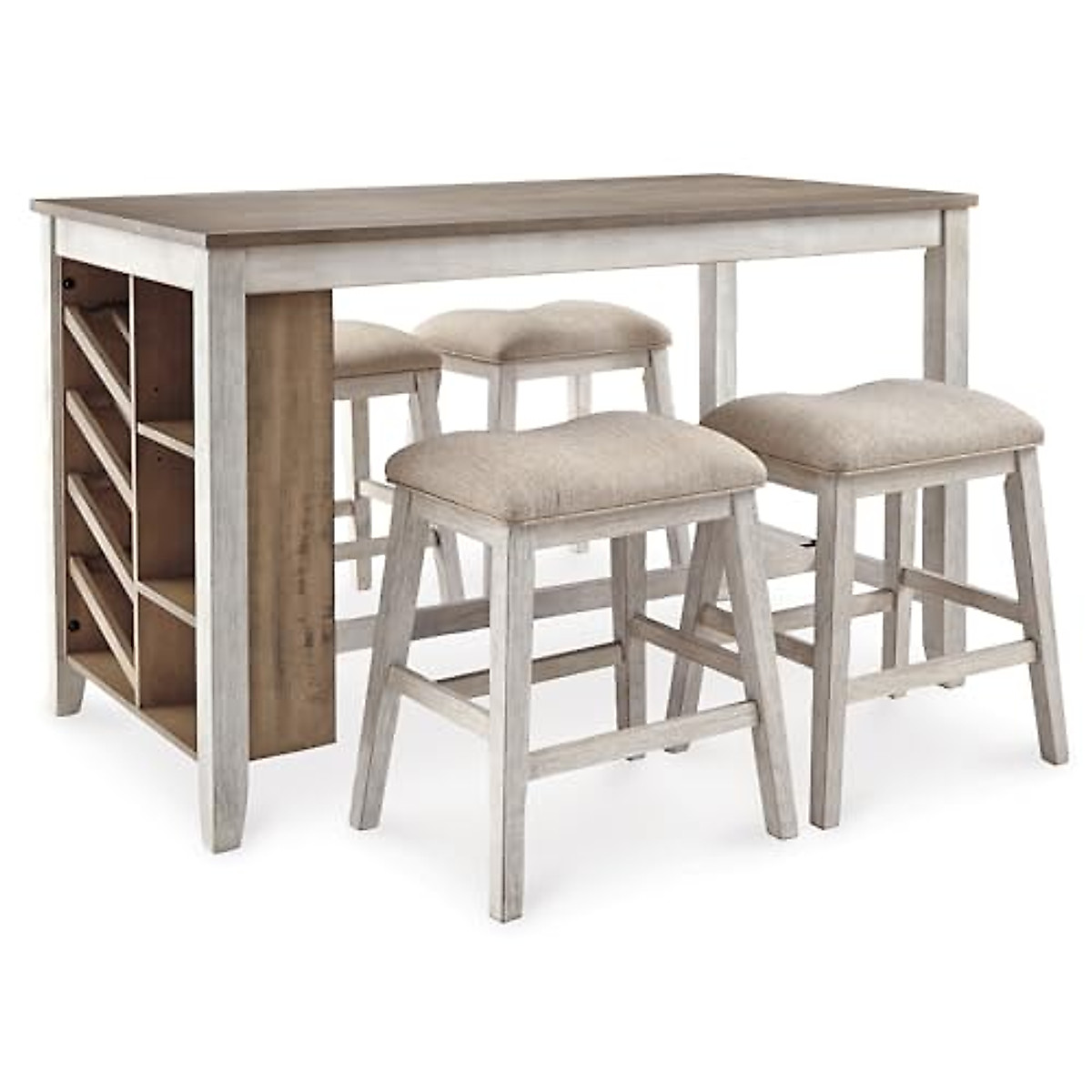 Signature Design by Ashley Skempton Modern 24" Counter Height Upholstered Barstool, 2 Count, Whitewash