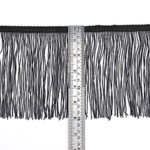 AWAYTR 10 Yards Sewing Fringe Trim - 6in Wide Tassel for DIY Craft Clothing and Dress Decoration (Black, 6 Inches Wide)