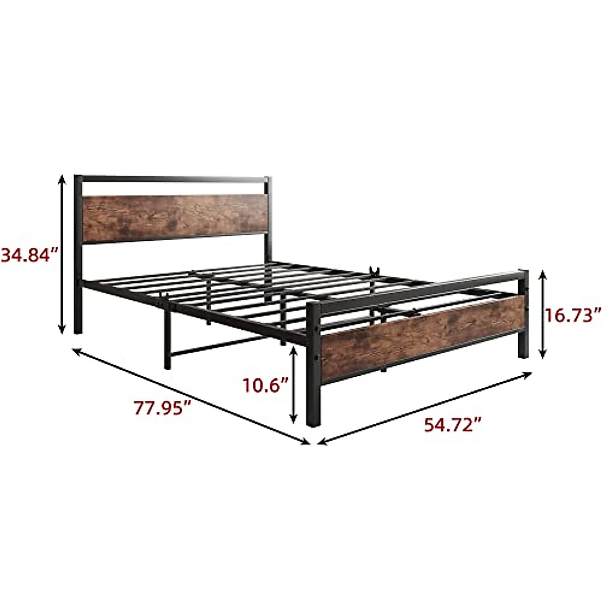 HOJINLINERO Full Size Bed Frame with Headboard, Heavy Duty Platform Bed Frame Full Reinforced Steel Square Tube Platform Strong Slats Support/No Box Spring Needed,Black