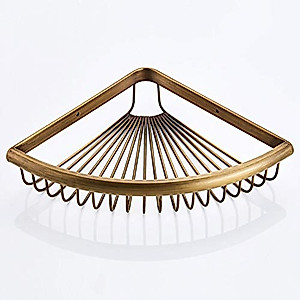 Amosfun Bathroom Organization and Storage Fan Shape Bath Storage Shelf Rack Wall Mount Bathroom Shower Organizer Basket Retro Storage Shelf Basket (Bronze)