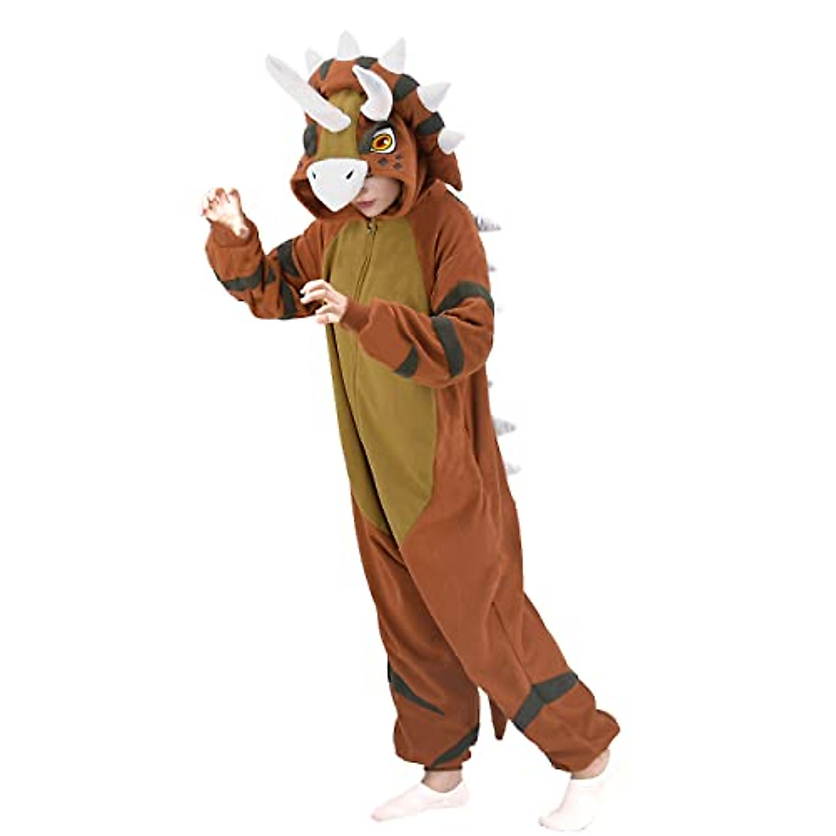 Triceratops Onesie Adult Triceratops Pajamas Dinosaur Christmas Halloween Cosplay Costume Homewear Sleepwear