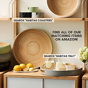 HABITAAS Fruit Bowl For Kitchen Counter, Decorative Bowl, Large Serving Bowl Or Fruit Basket For Kitchen Spun Bamboo (Gray)