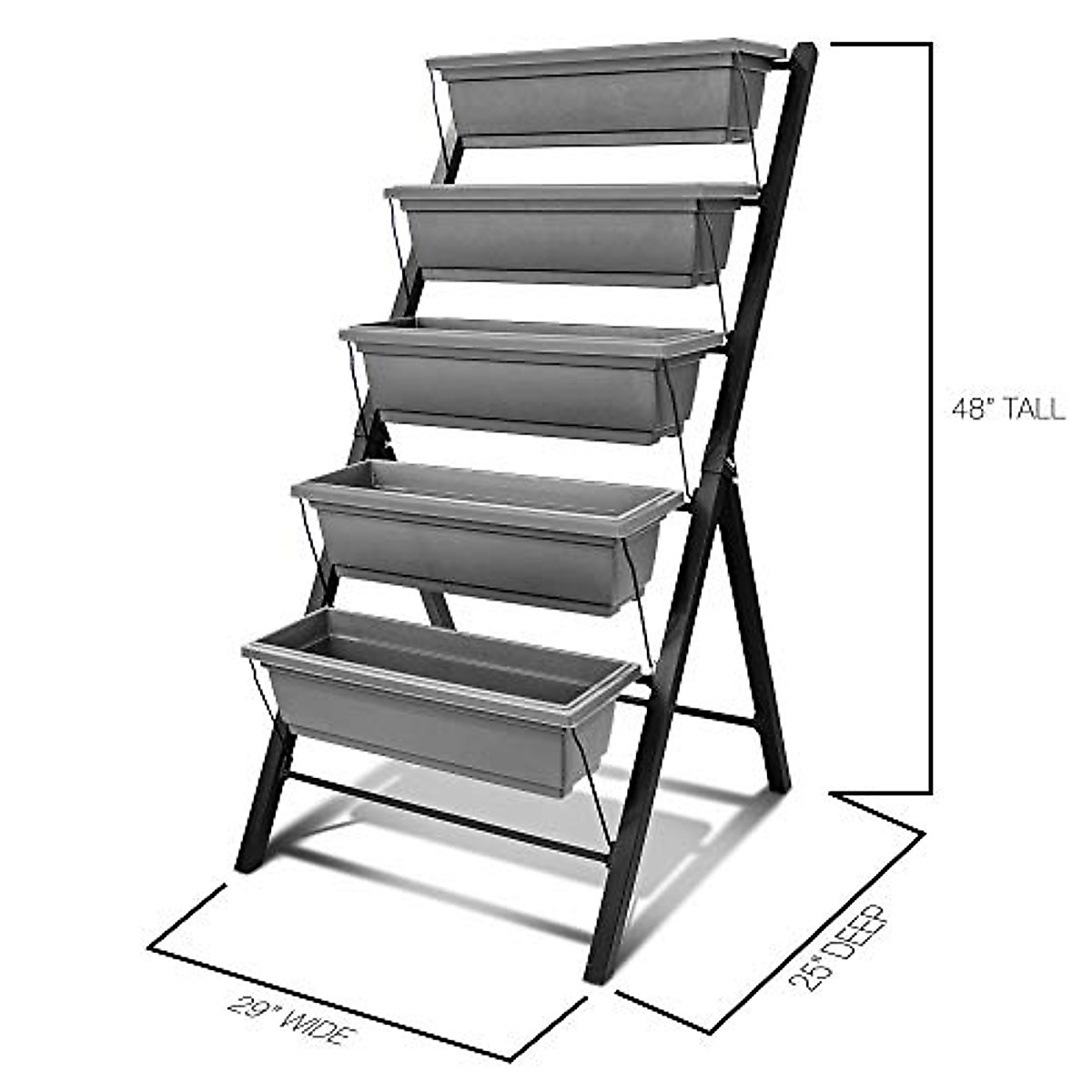 4Ft Vertical Raised Garden Bed - 5 Tier Food Safe Planter Box for Outdoor and Indoor Gardening Perfect to Grow Your Herb Vegetables Flowers on Your Patio Balcony Greenhouse Garden