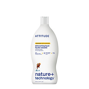 ATTITUDE Dishwashing Liquid, EWG Verified, Vegan Dish Soap, Plant Based, Naturally Derived Products, Citrus Zest, 23.7 Fl Oz