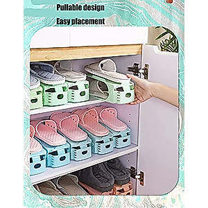 RISETEX Shoe Slots Organizer 12 Pack Black,Shoe Organizer for Closet,Shoe Stackers Increase Space by 200%,Adjustable 4 Level Shoe Space Saver,Double Deck Shoe Rack Holder for Closet (12pack-Black)