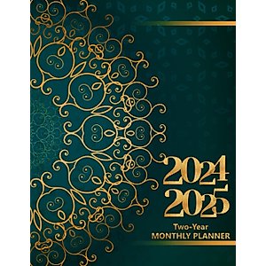 2024 2025 two-year monthly planner: 2 Years Large Calendar Organizer From January 2024 To December 2025 with Mandala cover