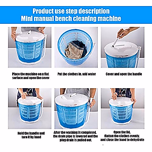 Portable Manual Non-Electric Washing Machine and Clothes Spin Dryer, Crank Handle Counter Top Washer/Dryer for Camping, RV's,Apartments