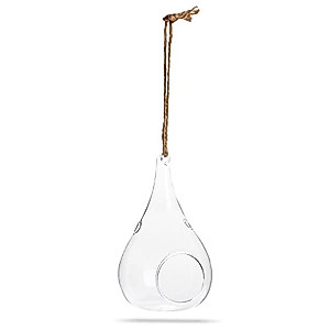 5-Pack Hanging Glass Terrarium Containers for Air Plants, Succulent Planter Vase Hangers for Home Decoration, Teardrop Tealight Ornaments, Candle Holder, Unique Decor, Centerpiece (3x5.5 in)