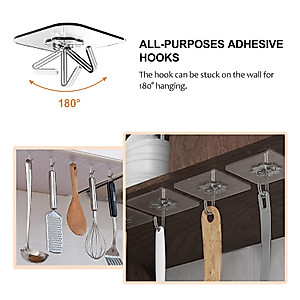 NileHome Adhesive Hooks for Hanging 12 Packs Heavy Duty Wall Hooks Removable Waterproof Bathroom Hooks Transparent Sticky Hooks for Kitchen Glass Door