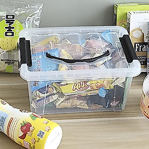 Xyskin 5.5 Qt. Plastic Storage Container Bin with Secure Lid and Latching Buckles, 6 Pack, Clear