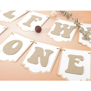 Half Way To One Banner for Baby - Baby 1/2 Birthday Party Decorations,Half Birthday Banner For Boys Girls,Neutral Rustic Baby Shower Party Decor,Six Months Baby Happy Birthday Banner Photo Props (HALF