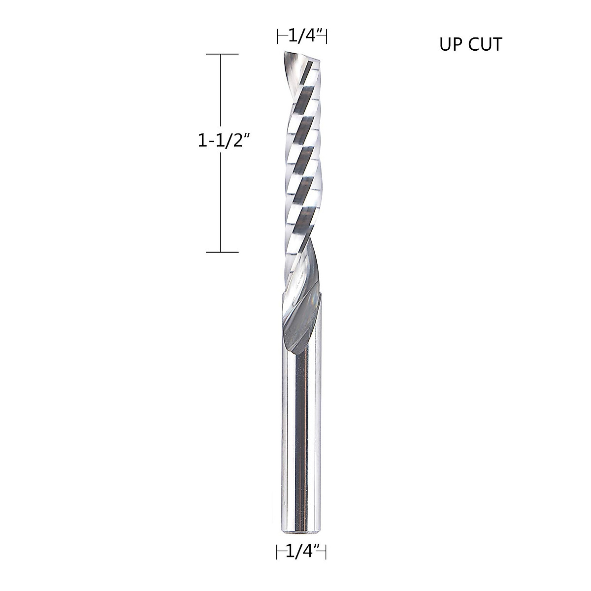 SpeTool Extra Long O Flute Spiral End Mill Carbide Router Bits 1-1/2 inch Cutting Length Single Flute Upcut for Acrylic PVC MDF Aluminum Cutter