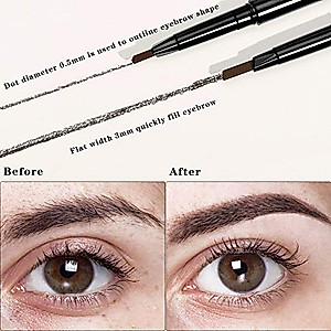 6 Packs Eyebrow Pencil Long Lasting with Brush, Waterproof Retractable Brow Pencil Mechanical Sweat-proof 2 in 1 Double Headed Brow Pencil and Brow Brush Makeup Tool (Dark Coffee)