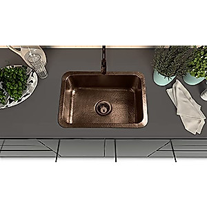 Monarch Abode 17098 Pure Copper Hand Hammered Milan Single Bowl Kitchen Sink (21 inches)