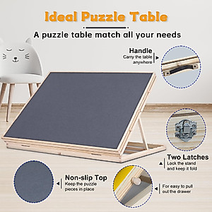 SOKO Wooden Jigsaw Puzzle Board - 1500 Piece Folding Puzzle Table with 5 Drawers & Covers 35" × 27" Portable Jigsaw Puzzle Table, 4-Tilting-Angle Adjustable Puzzle Board for Adults and Children