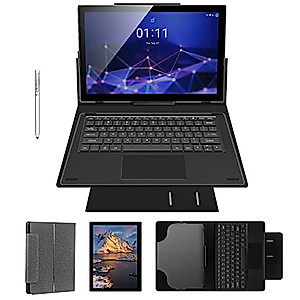 BYYBUO Tablet 10.1 inch, 2 in 1 Android 12 Tablets with Docking Keyboard Case,4GB RAM 128GB ROM,1920x1200 Full HD,Octa-Core Processor,7000mAh Battery, 5G+2.4G WiFi, Bluetooth,GPS,FM(2023 Gray)
