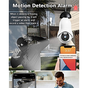 bluedery Light Bulb Camera 2.4GHz & 5G WiFi, 1080P E27 Light Bulb Camera Security Camera, Indoor 360°Home Security Cameras, Full Color Day and Night, Smart Motion Detection, Two-Way Audio