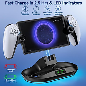 Charging Stand for PS Portal Remote Player, PS Portable Charging Dock with Light Modes, PS Portal Stand Charger, Portal Dock Station with Magnetic Connector, PS Portable Holder Charging Base, Black