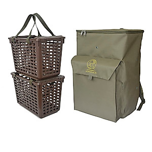 Acropolis Wicker Forage Basket - Backpack for Mushroom Picking - Mushrooms Rucksack - Foraging Backpack with Straps for Forager - Belt Forage Basket Pouch for Hiking, Camping, Hunting(RNG-3-new)