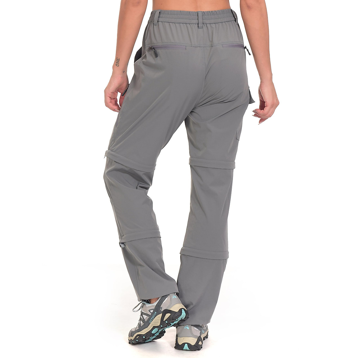 Little Donkey Andy Women's Stretch Convertible Pants, Zip-Off Quick-Dry Hiking Pants Gray Size L