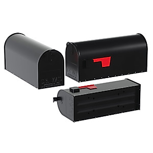 Mailboxes for Outside Post Mount with Durable Aluminium Flag - Medium Capacity, Black, Galvanized Steel - 6.92 in. W x 8.87in. H x 20.05 in. L - Metal Mailbox