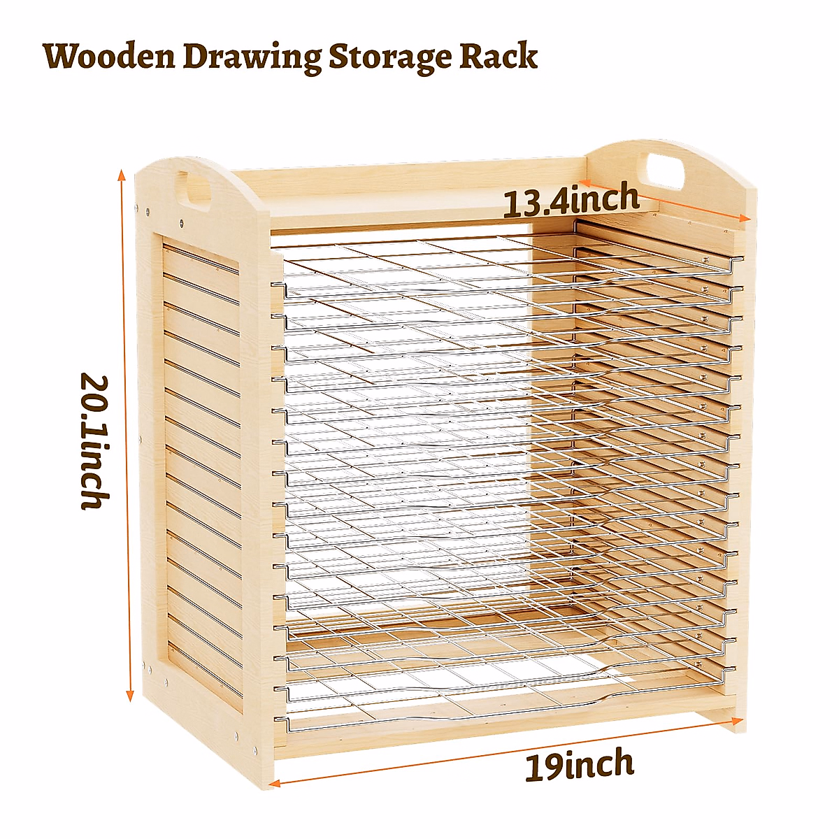 Baoz Art Drying Rack For Classroom, Wall Mounted/Mobile Drying Rack Art With 15 Shelves for Art Studios Classrooms 20.15" D x 13.46" W x 19.05" H