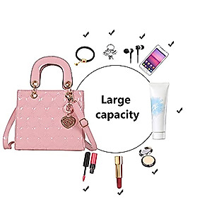 Qiayime Shiny Patent Leather Women Purses and Handbags Ladies PU Chain Fashion Top Handle Satchel Shoulder Crossbody Totes Bags (Large pink)